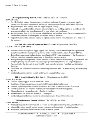 Stephen's Professional Resume | DOC