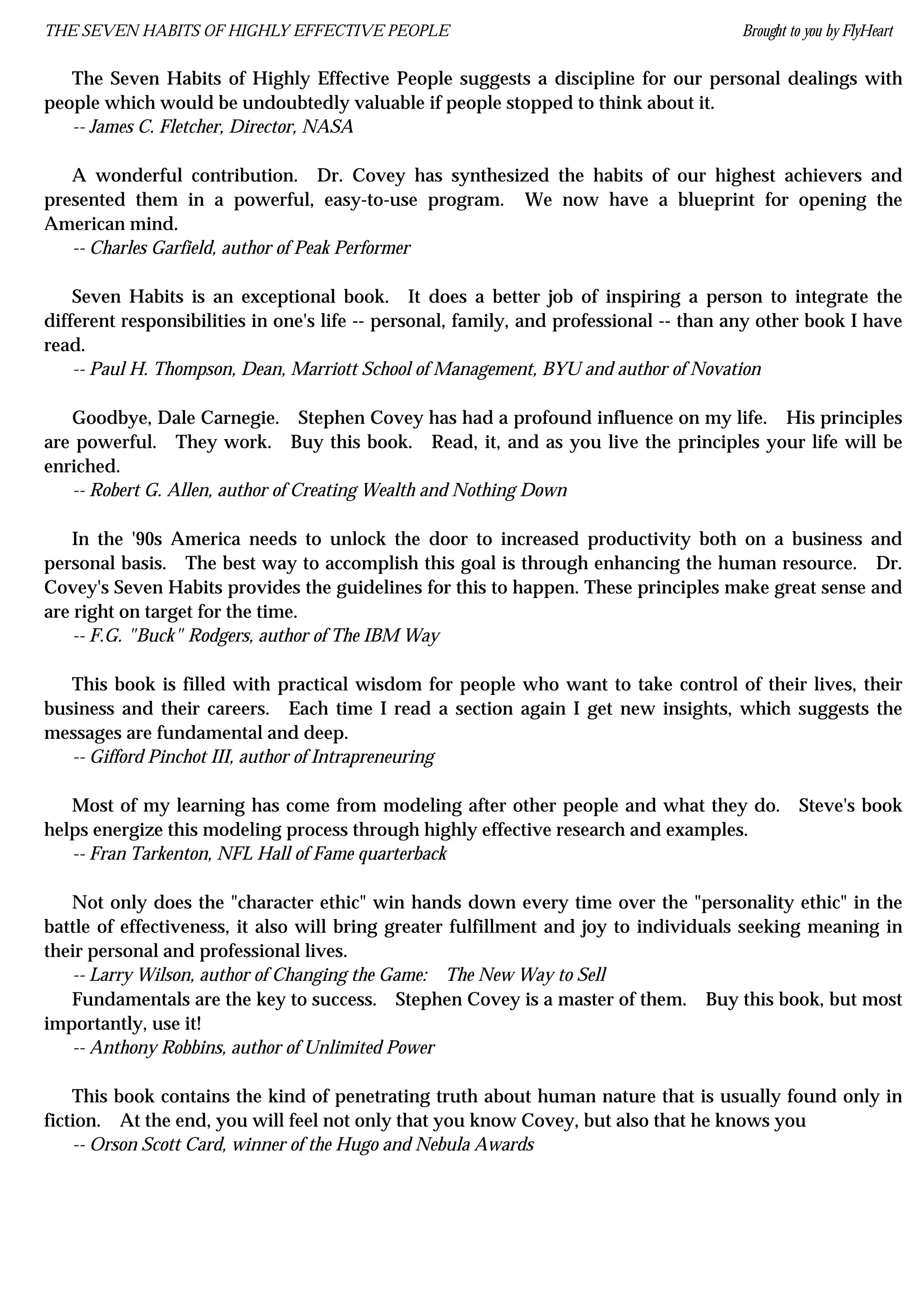 Stephen R Covey The 7 Habits Of Highly Eff People | PDF | Business ...