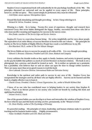 Stephen R Covey The 7 Habits Of Highly Eff People | PDF
