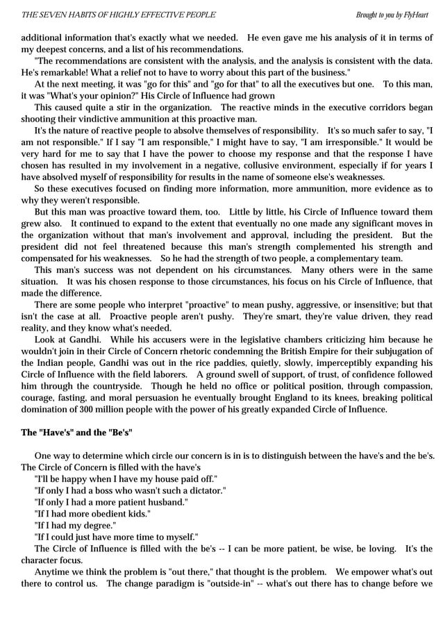 Stephen R Covey The 7 Habits Of Highly Eff People | PDF | Business ...