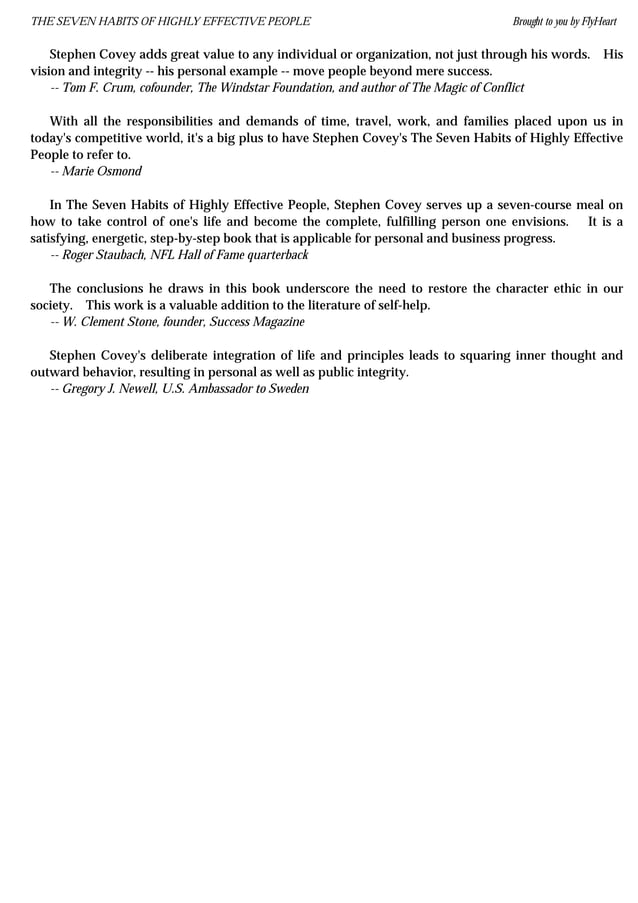 Stephen R Covey The 7 Habits Of Highly Eff People | PDF | Business ...