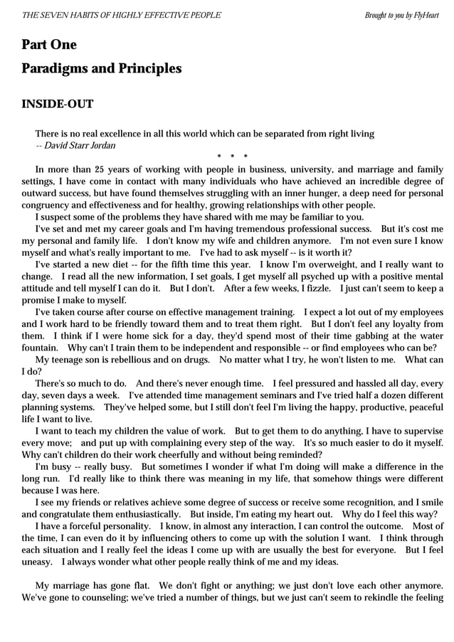 Stephen R Covey The 7 Habits Of Highly Eff People | PDF | Business ...