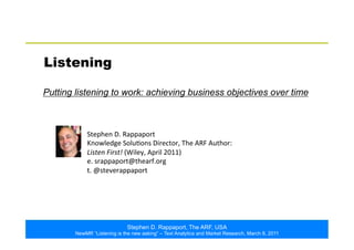 Stephen rappaport listening - 2011 | PDF