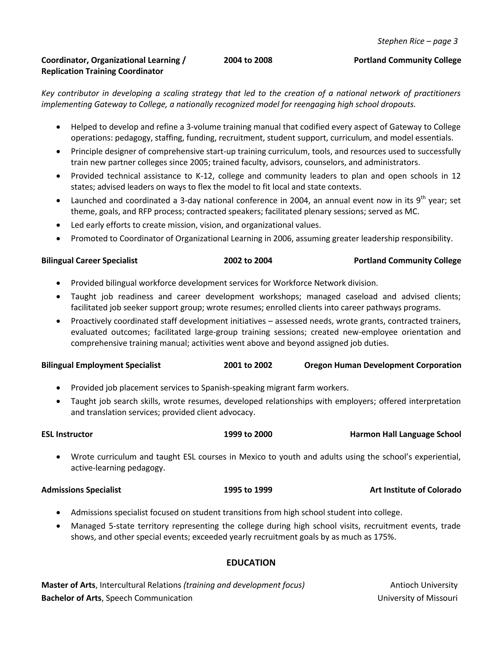 Stephen rice resume2 | PDF