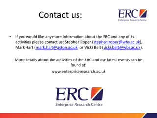 ERC, BEIS Local growth presentation Stephen Roper . 13.03.2017 | PPT