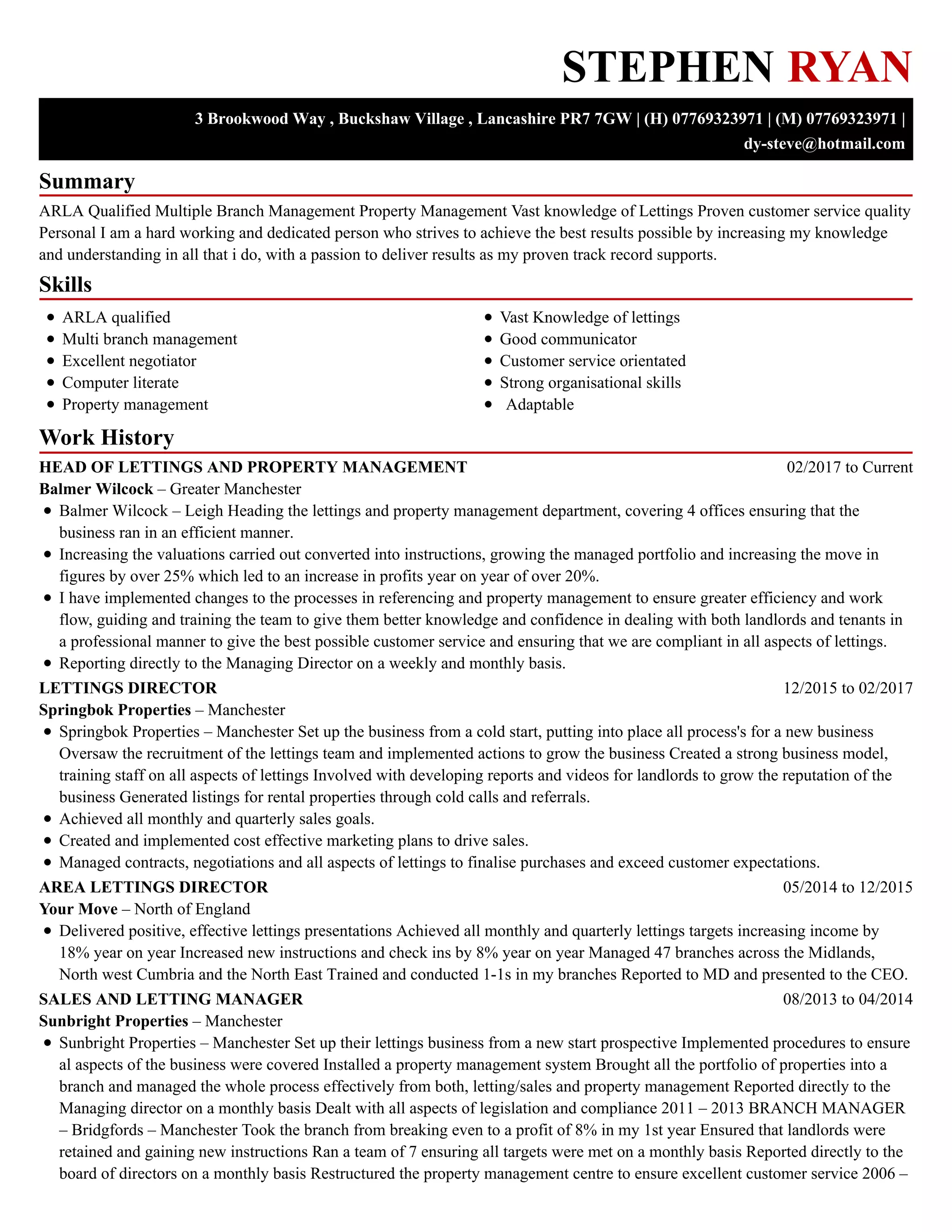 Stephen ryan cv 5 | PDF