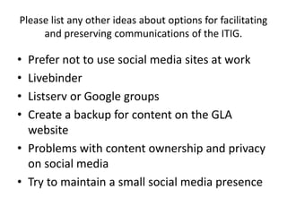 GLA Information Technology Interest Group Meeting | PPT