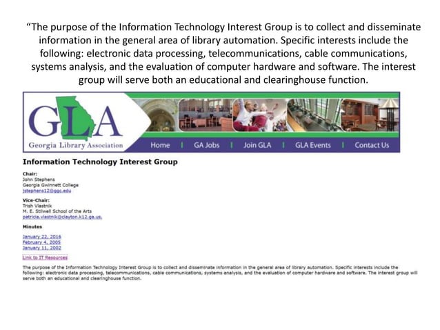 GLA Information Technology Interest Group Meeting | PPT