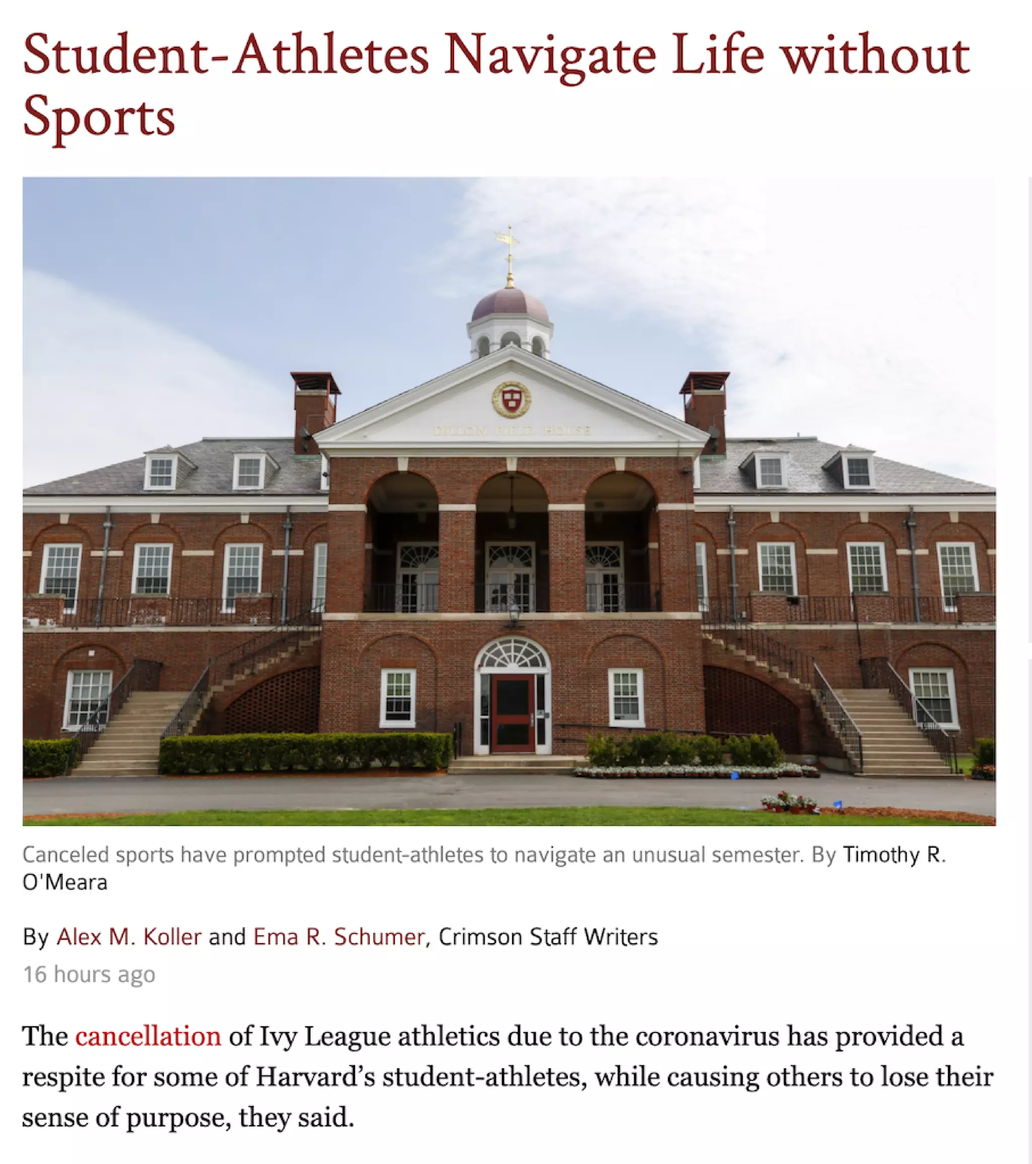 Student-Athletes Navigate Life without Sports | PDF
