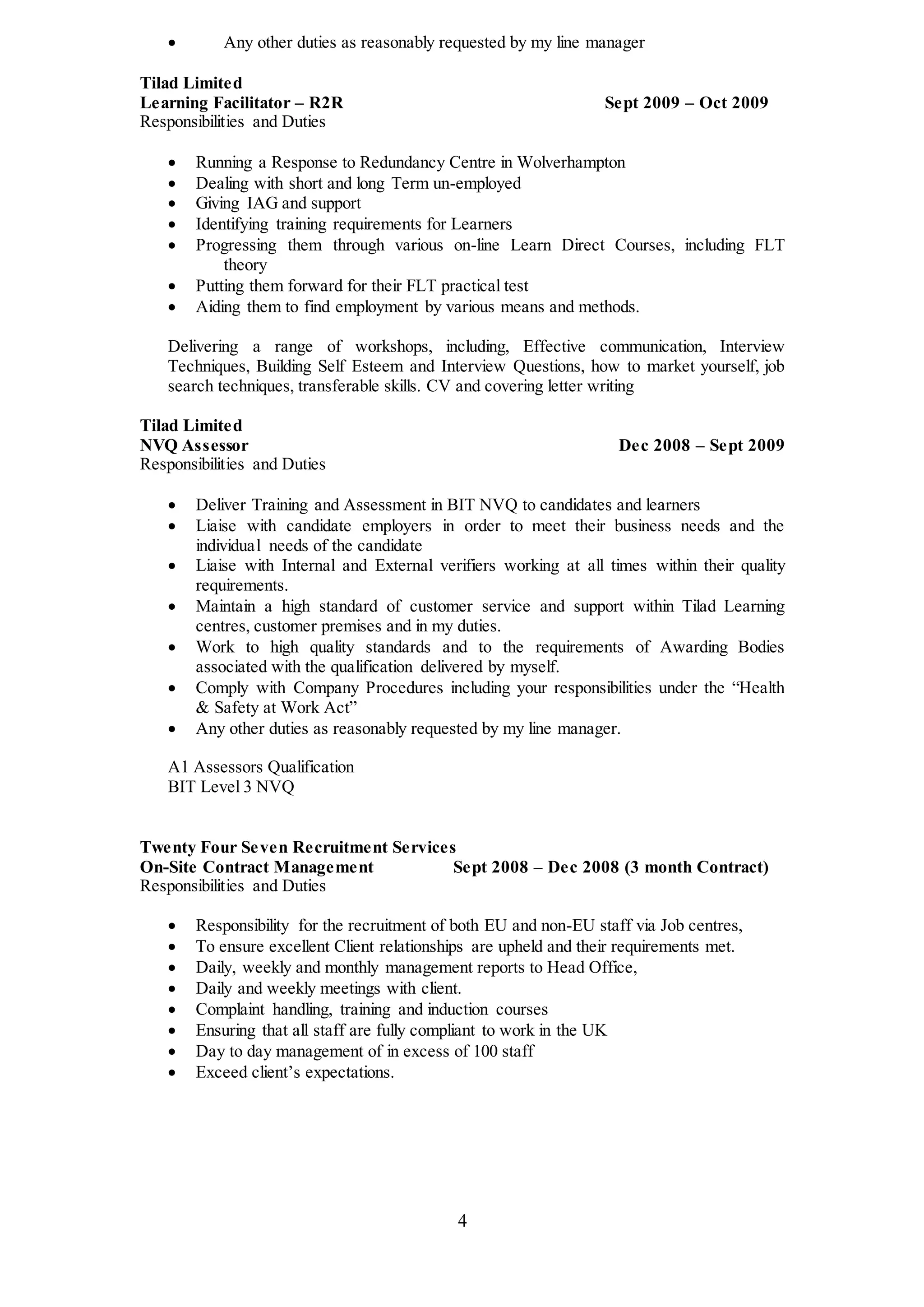 Stephen webb 2015 cv | DOCX | Vocational Training | Careers