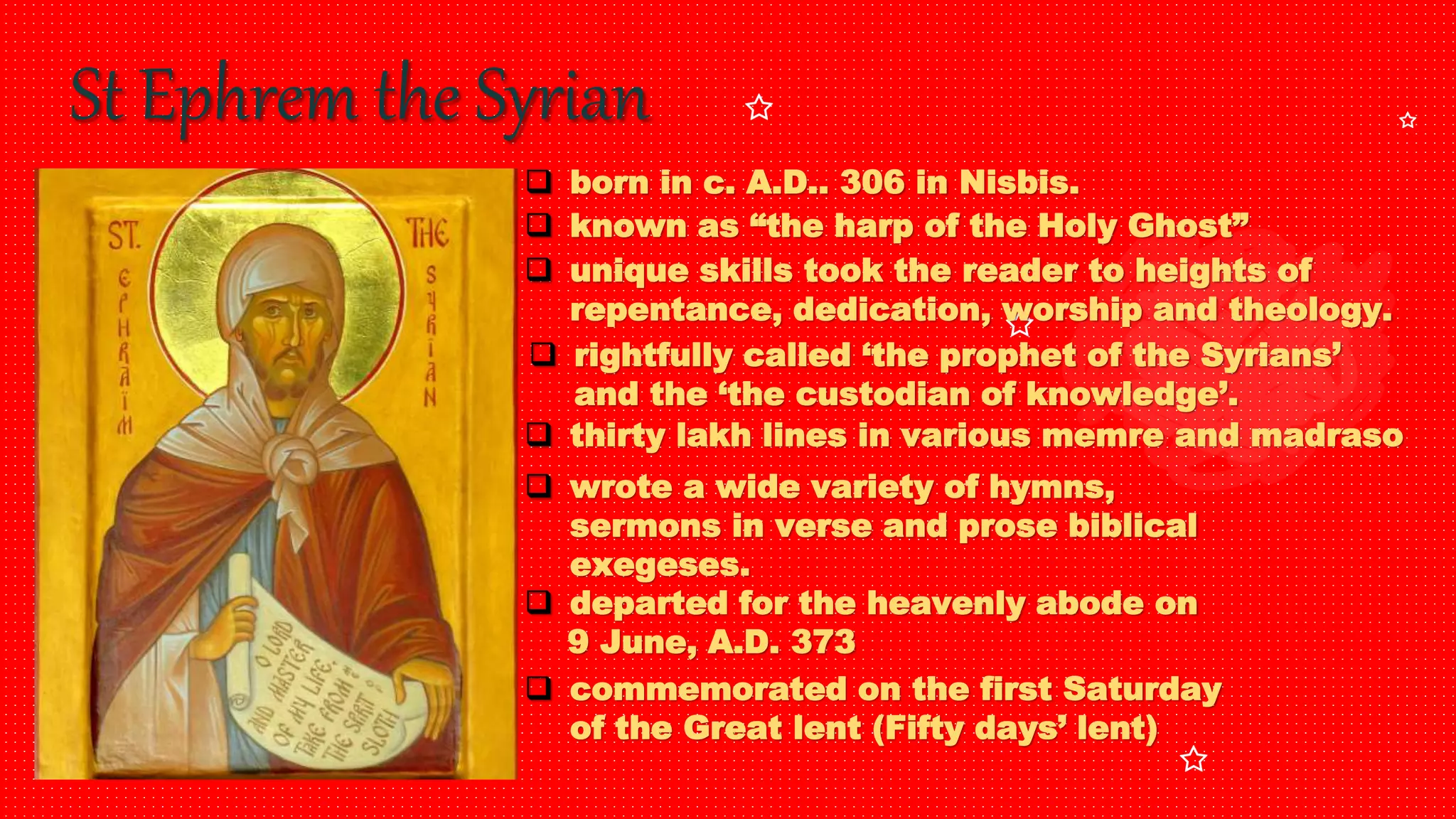 St Ephrem the Syrian.pptx | Christianity | Religion & Spirituality