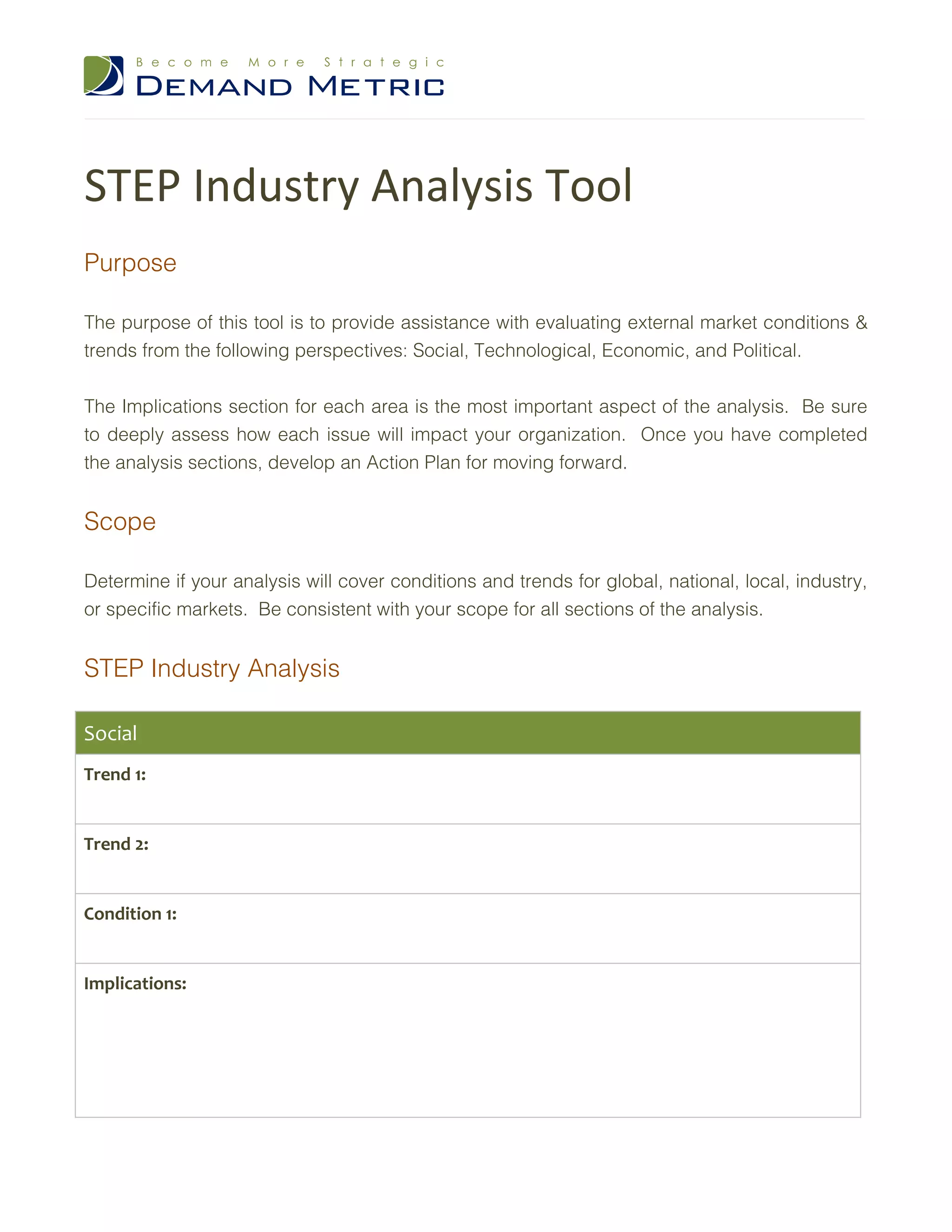Step Industry Analysis Tool | DOC