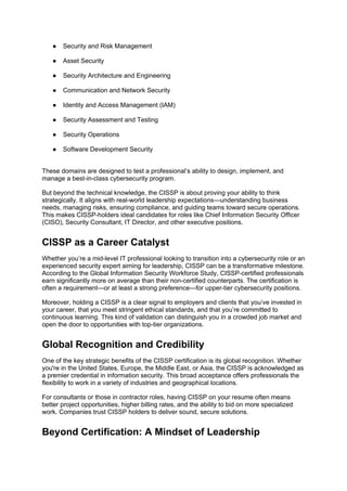 Step Into Cybersecurity Leadership: The Strategic Value of the CISSP | DOCX