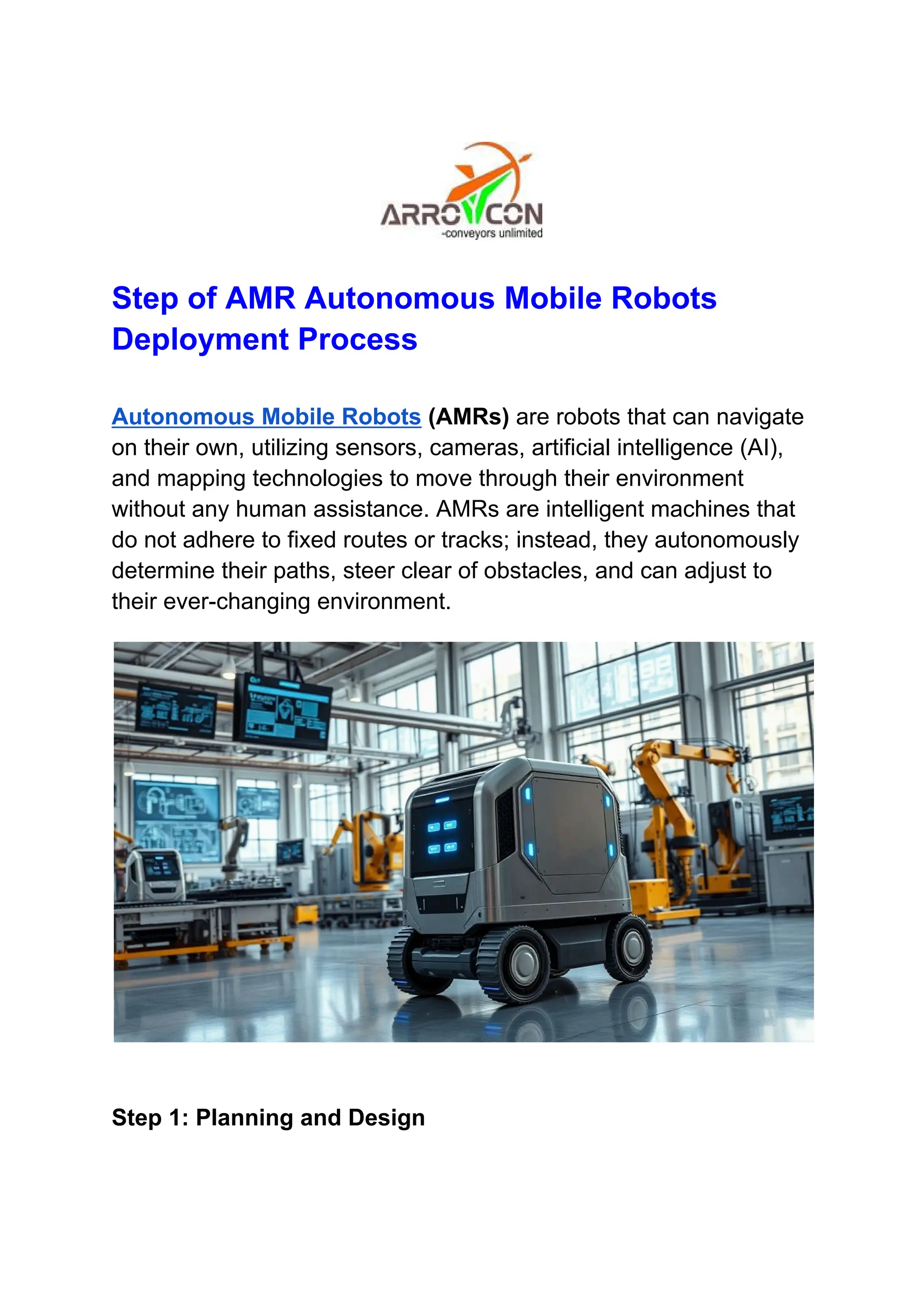 Step of AMR Autonomous Mobile Robots Deployment Process | PDF