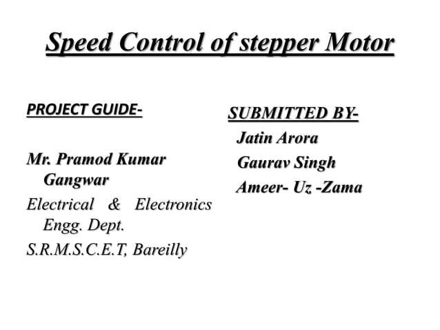Stepper Motor Control Pptx Computer Peripherals Computing