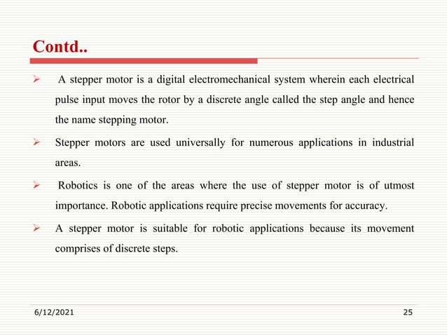 Stepper motor in industrial applications | PDF