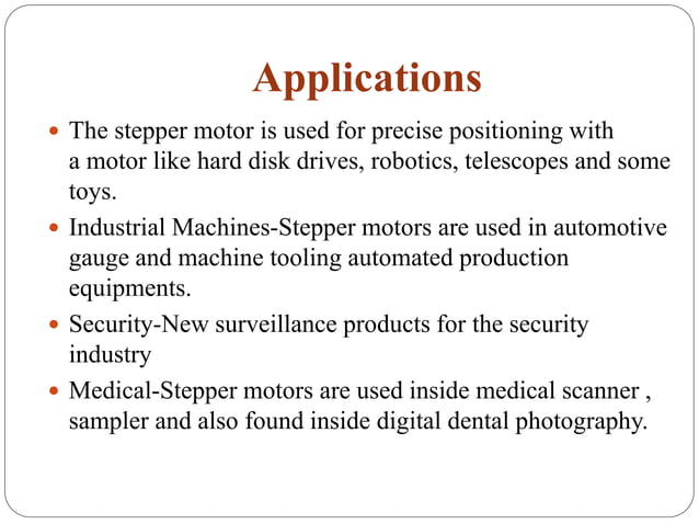 Stepper motor ppt | PPTX | Robotics | Technology & Computing
