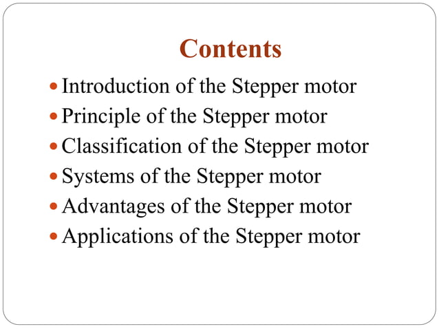 Stepper motor ppt | PPTX | Robotics | Technology & Computing