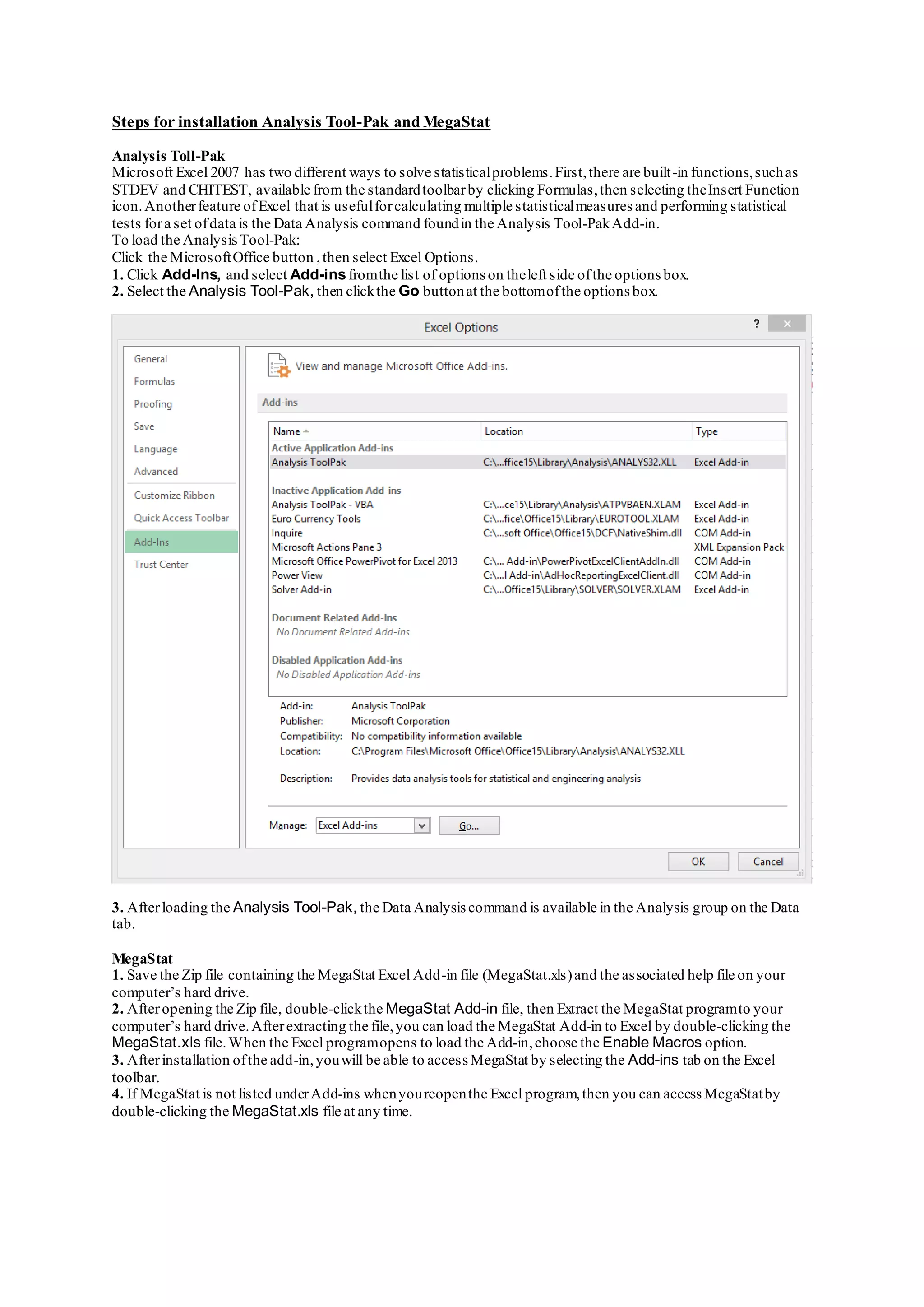 Steps for installation analysis tool | DOCX