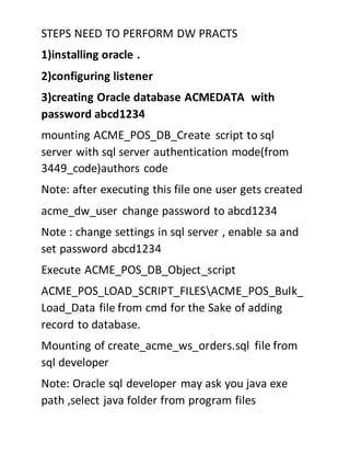 Steps Need To Perform Data Warehousing Practicals | PDF