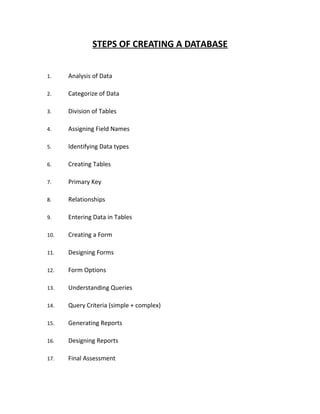Steps of-creating-a-database | DOC