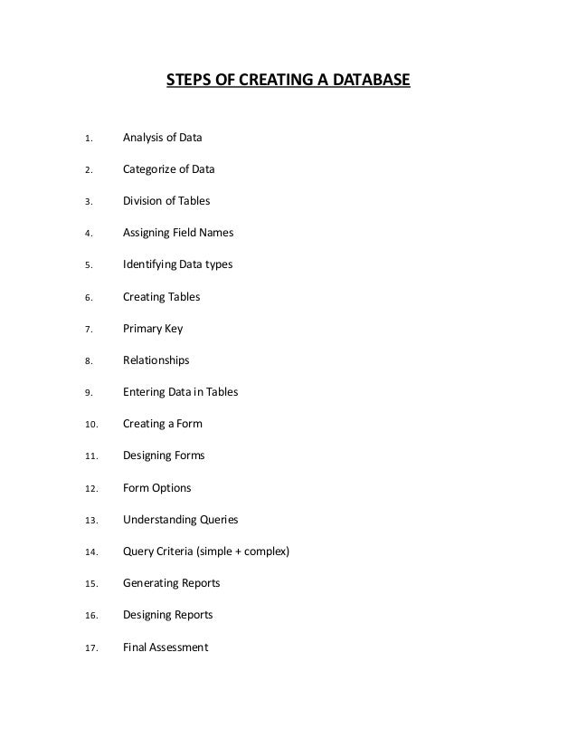 Steps of-creating-a-database