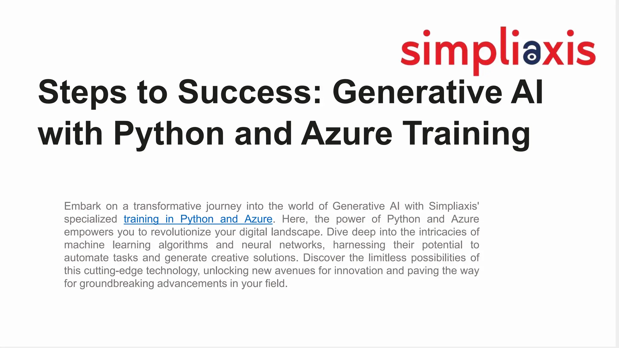 Steps to Success: Generative AI with Python and Azure Training | PPTX