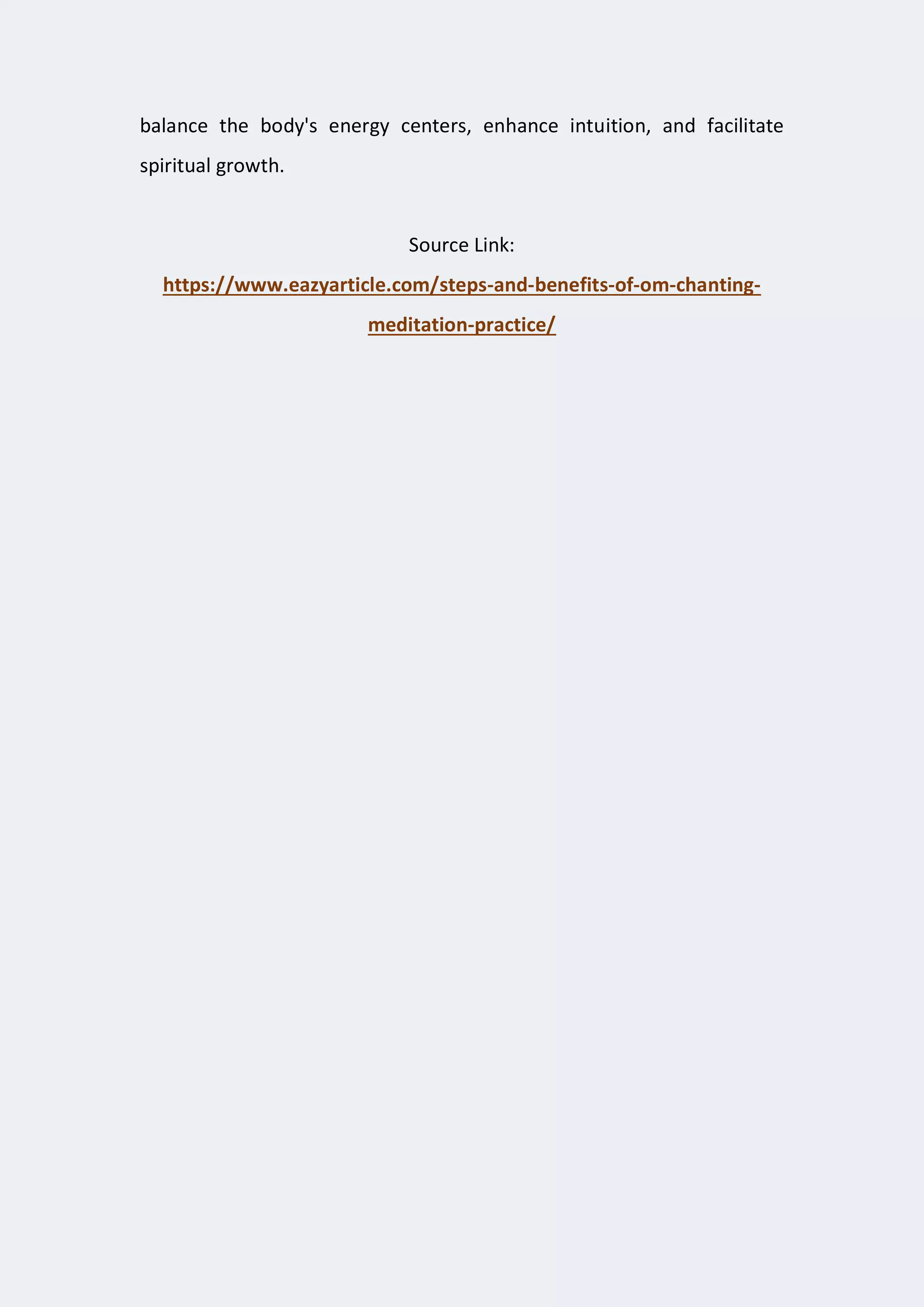 Steps and Benefits of OM Chanting Meditation Practice | PDF