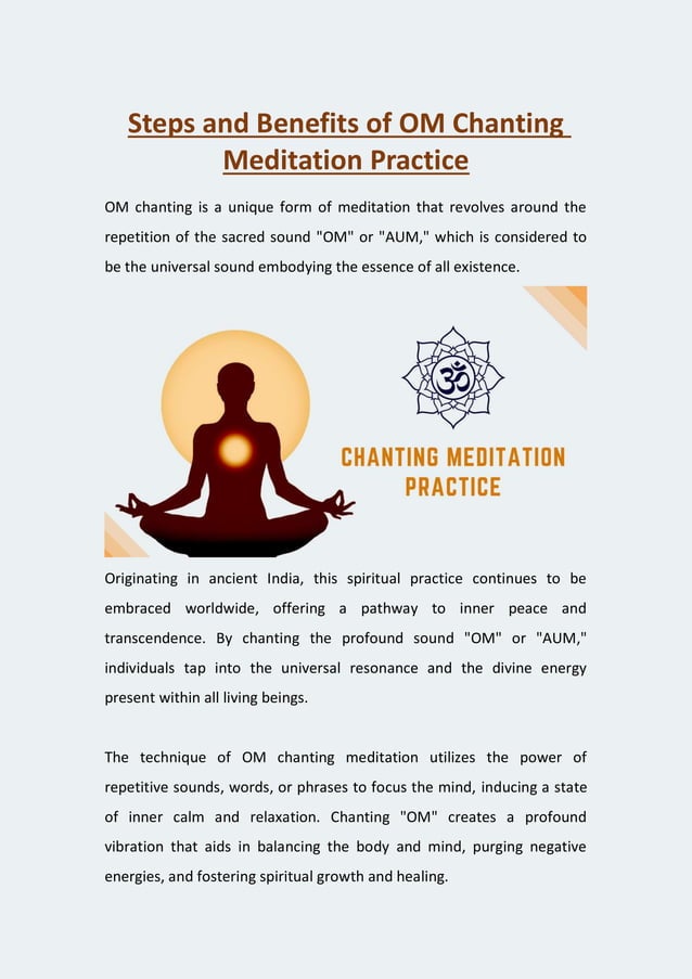 Steps and Benefits of OM Chanting Meditation Practice | PDF | Hinduism ...