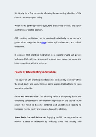 Steps and Benefits of OM Chanting Meditation Practice | PDF