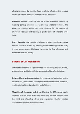 Steps and Benefits of OM Chanting Meditation Practice | PDF