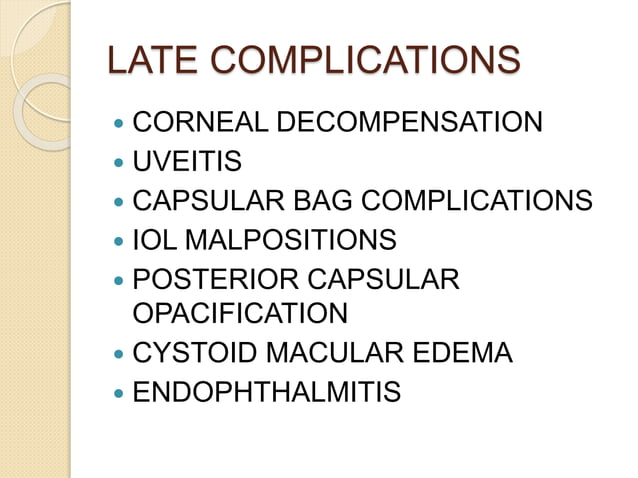 STEPS AND COMPLICATIONS OF CATARACT SURGERY.pptx | Eye and Vision ...