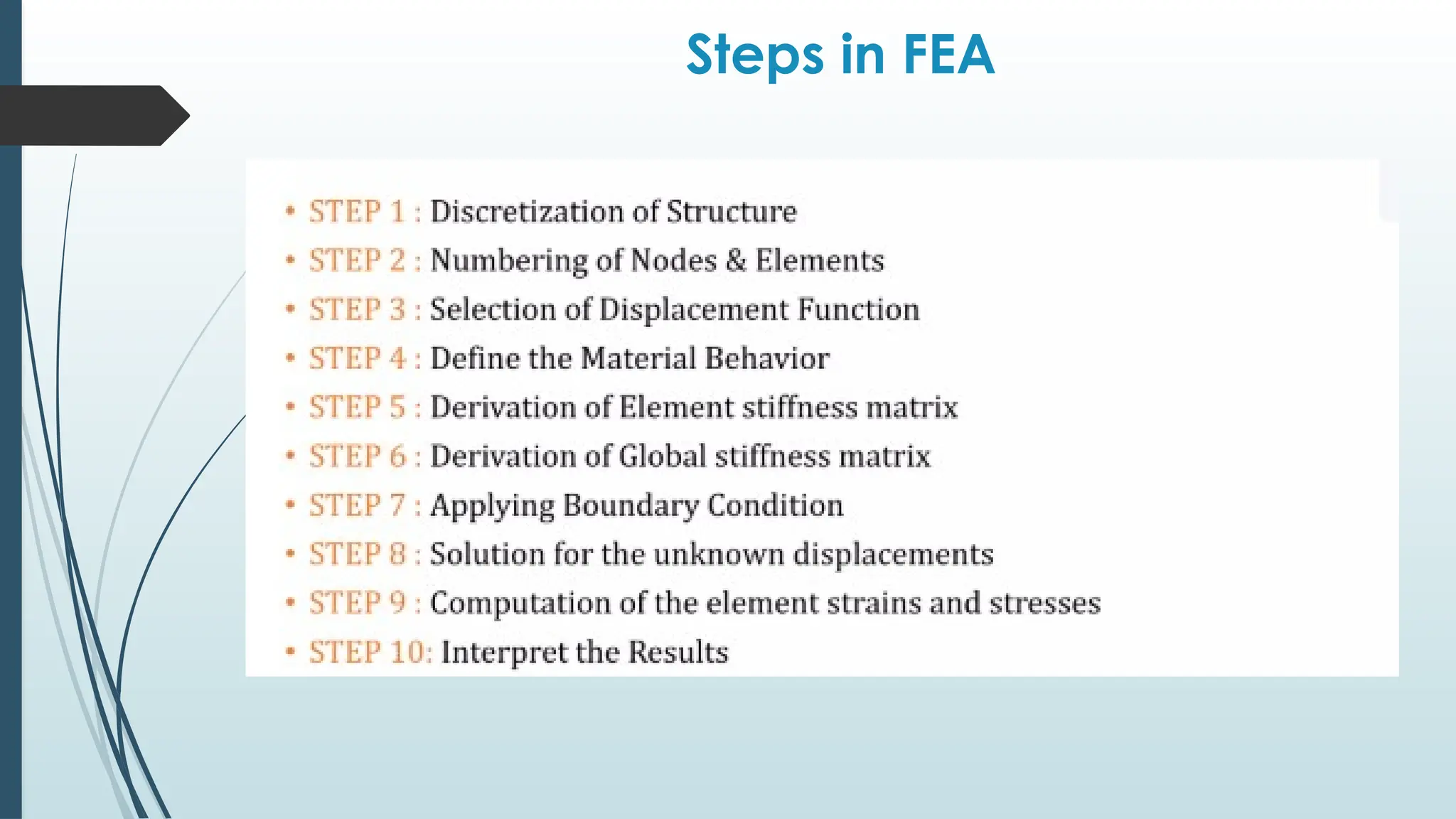 Steps, Applications, Advantages of Finite Element Analysis | PPT