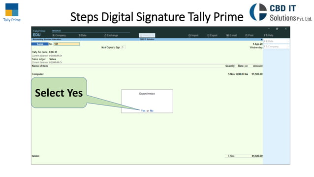 Steps digital signature tally prime ppt | PPTX | Technology & Computing