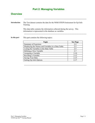 Steps epi info_training_guide | PDF