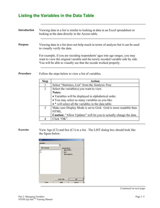 Steps epi info_training_guide | PDF
