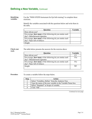 Steps epi info_training_guide | PDF