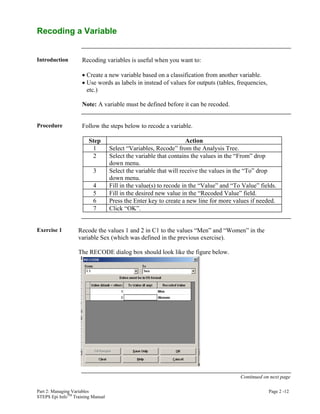 Steps epi info_training_guide | PDF