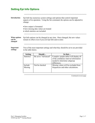 Steps epi info_training_guide | PDF