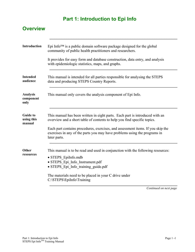 Steps epi info_training_guide | PDF | Programming Languages | Computing