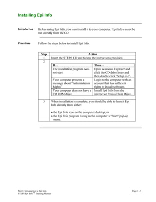 Steps epi info_training_guide | PDF