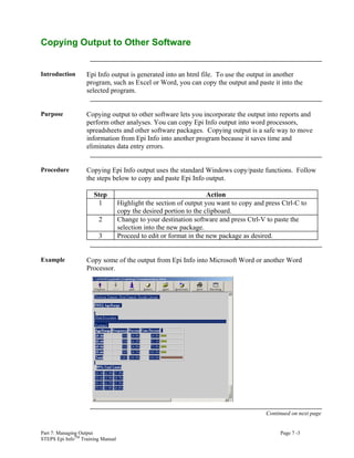 Steps epi info_training_guide | PDF