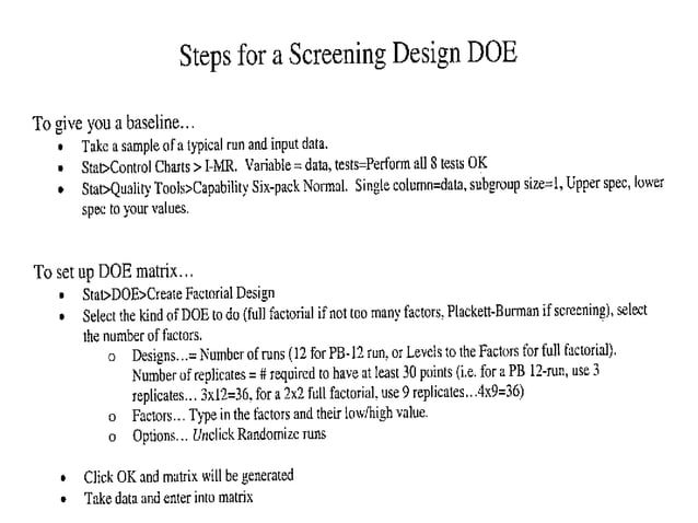 Steps For A Screening DOE | PPT