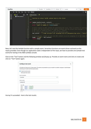 AWS Lambda Hands-on: How to Create Phone Call Notifications in a Serverless Way by Srushith R | PDF