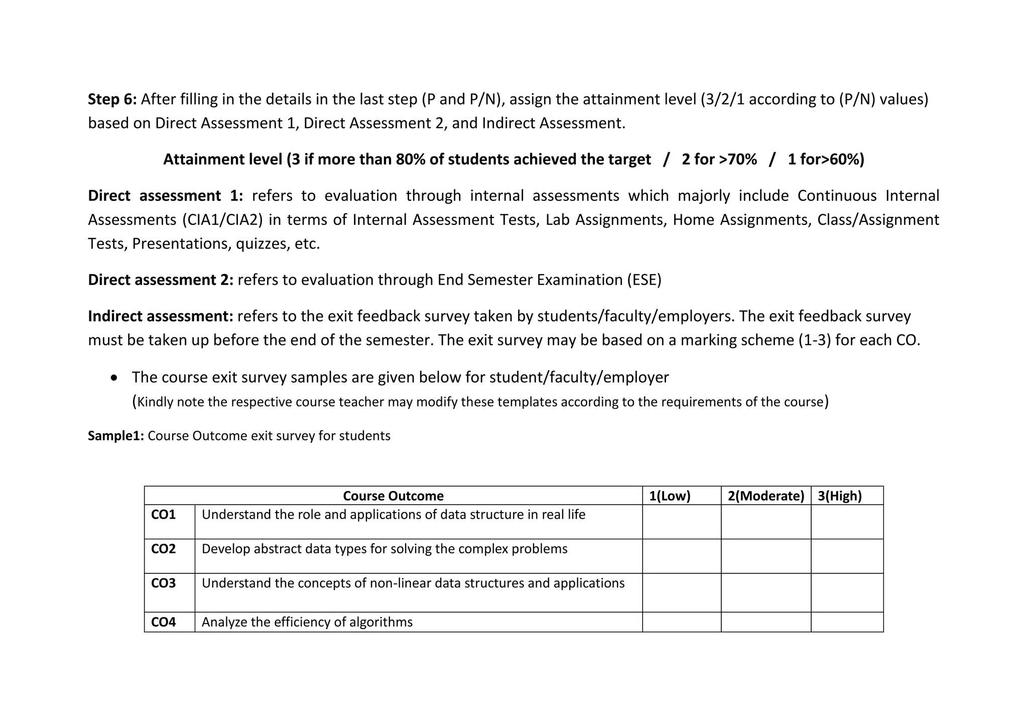 Steps for CO-PO attainment process in the Accreditation | PDF