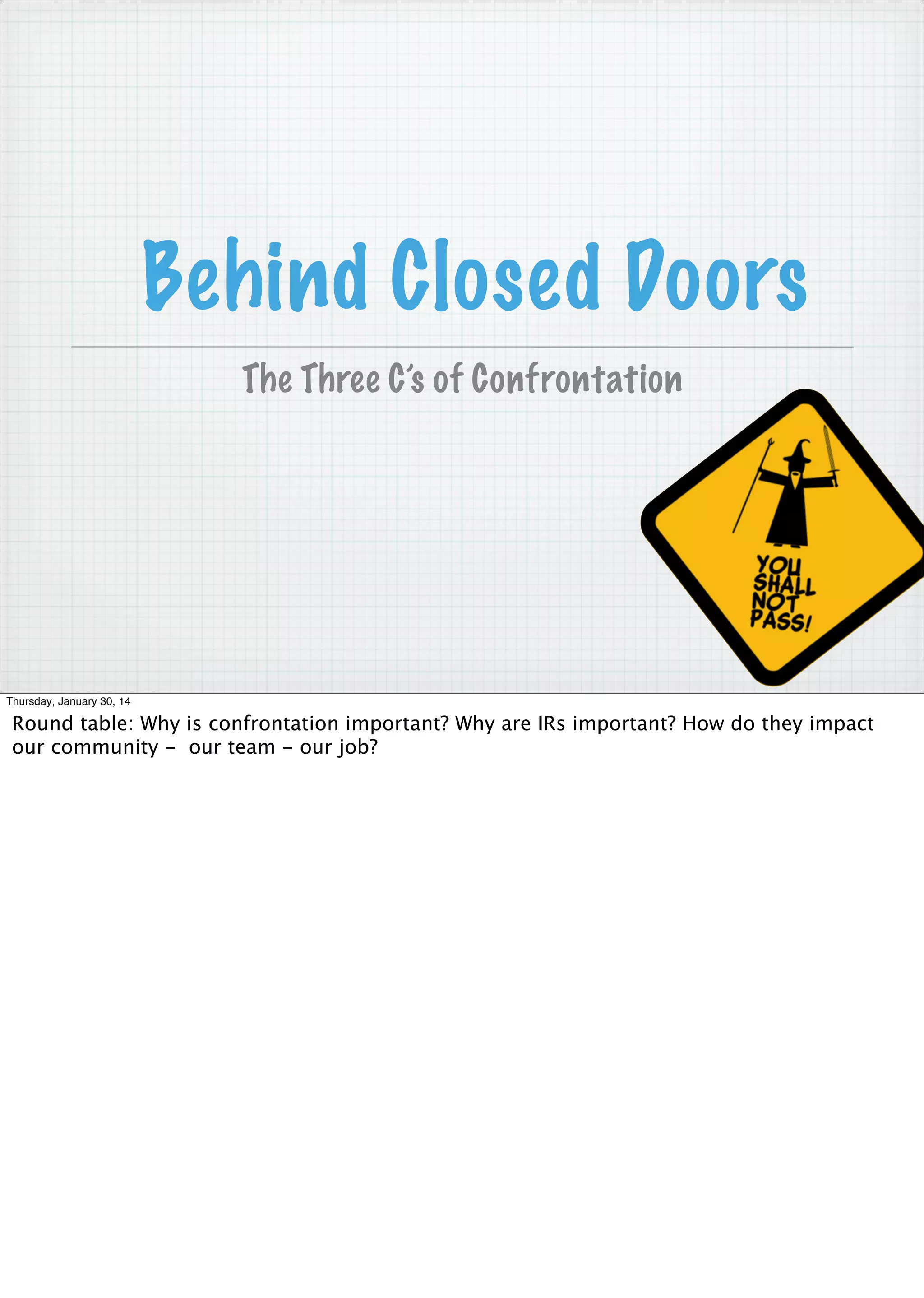 Steps for Confrontation - Resident Assistant Training | PDF