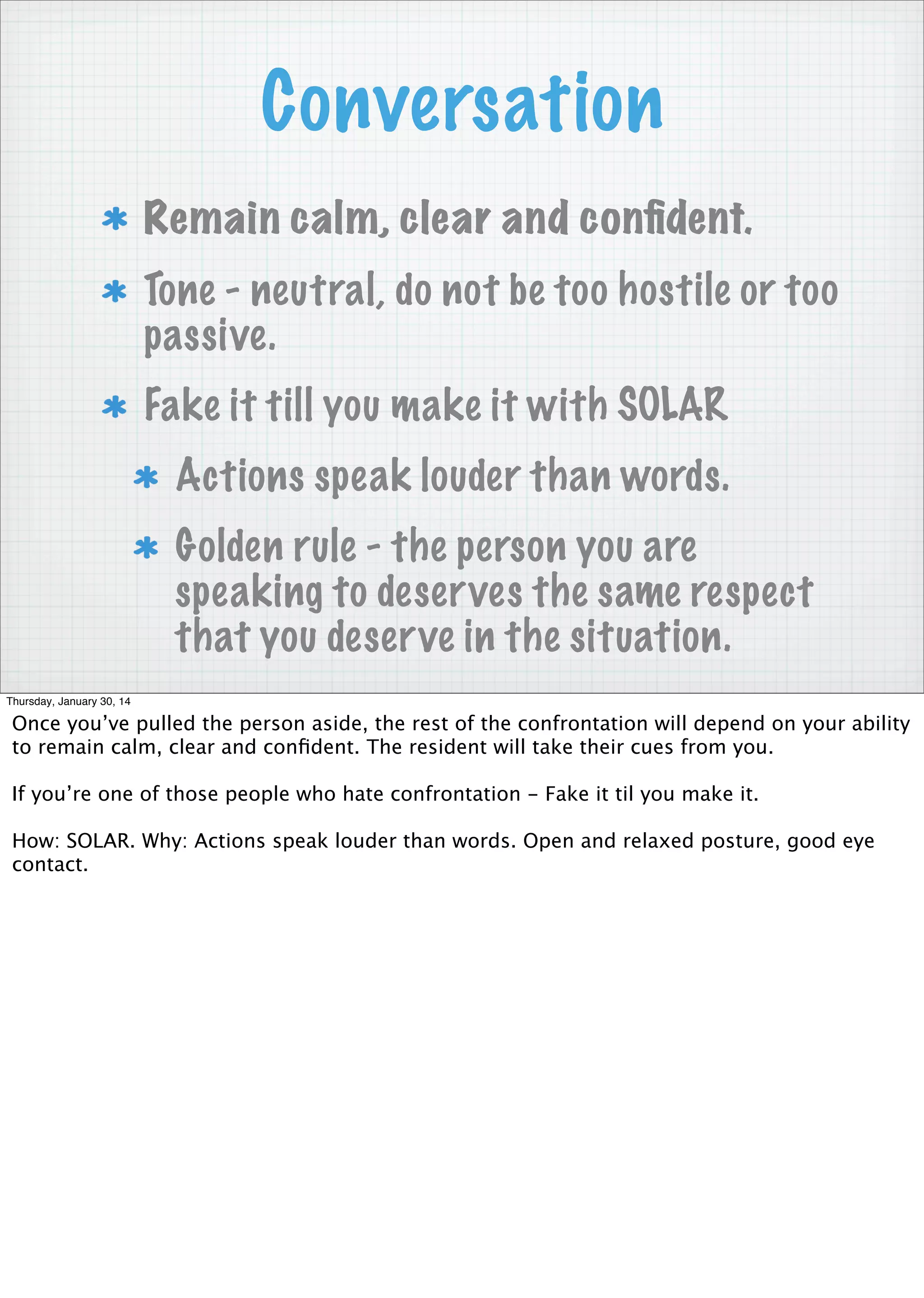 Steps for Confrontation - Resident Assistant Training | PDF