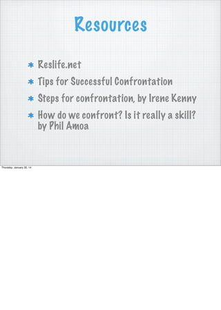 Steps for Confrontation - Resident Assistant Training | PDF