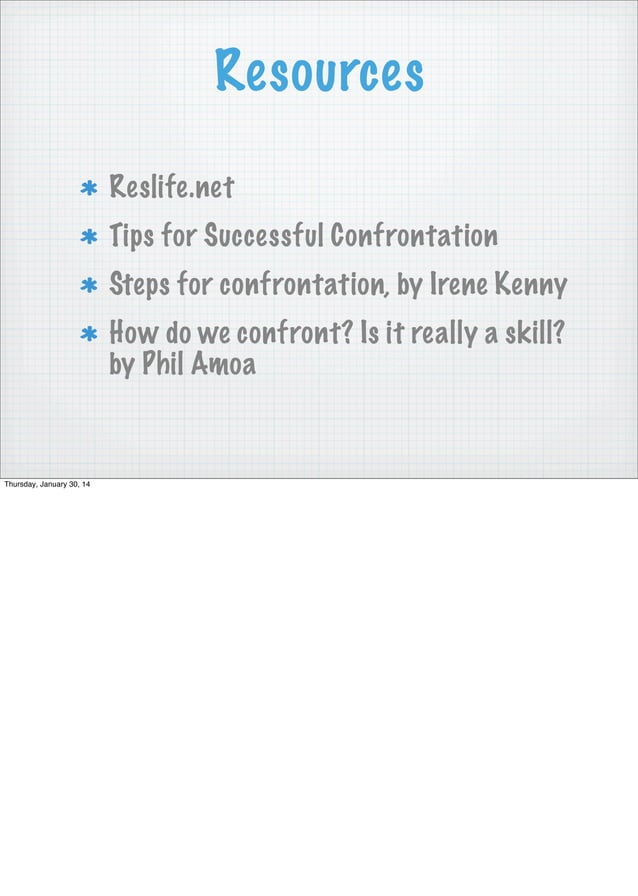 Steps for Confrontation - Resident Assistant Training | PDF