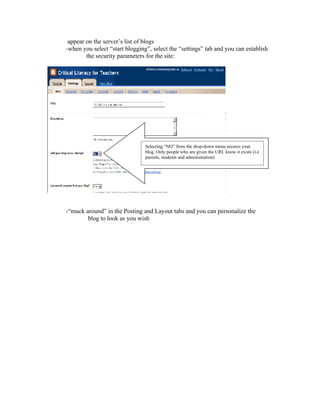 Steps for Creating a Blog using Blogger | PDF